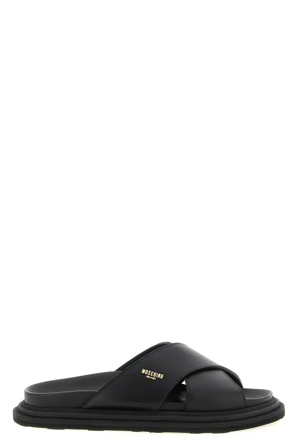 Moschino Leather Sabots With Logo