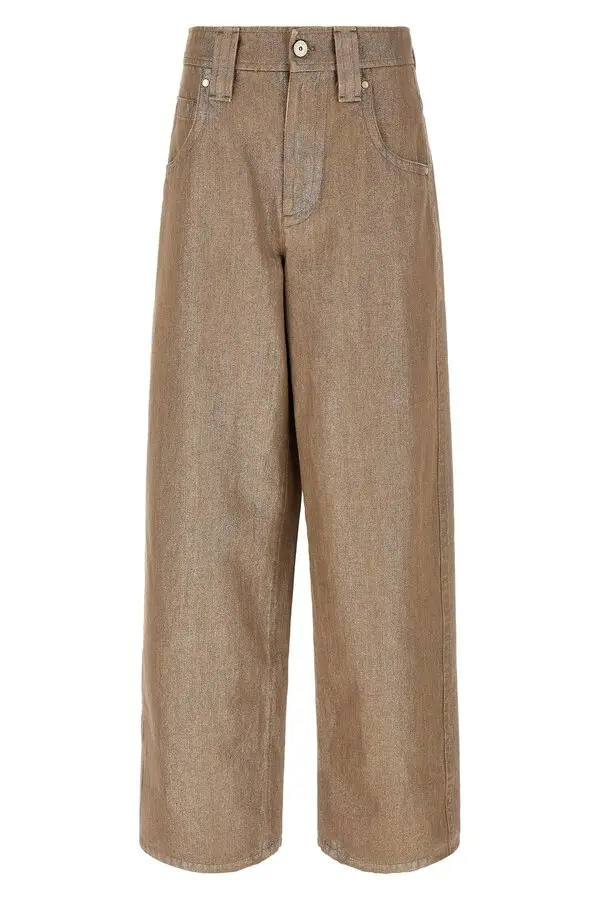 Brunello Cucinelli Wide Leg Lamé Denim Jeans