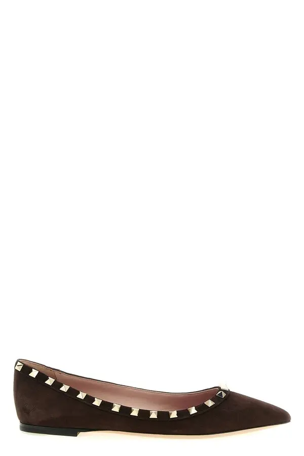 Valentino Garavani Rockstud' Ballet Flats - Brown