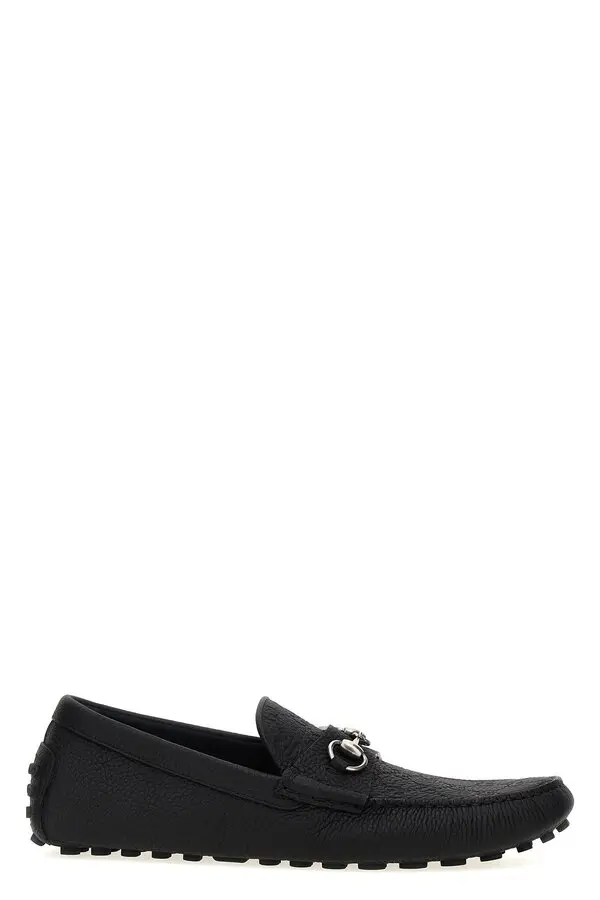 Gucci Morsetto Embossed Leather Driver Loafers