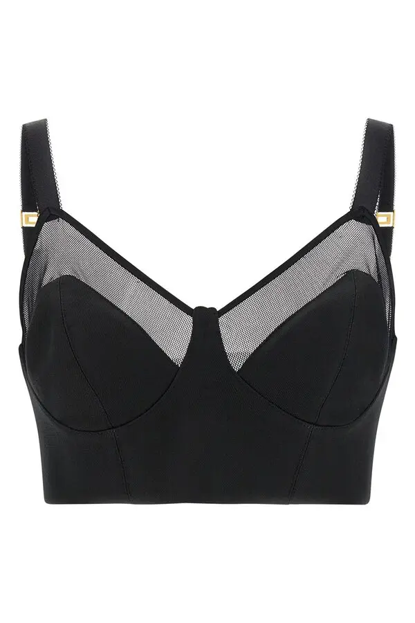 Elisabetta Franchi Cool Wool And Tulle Bustier Top - Black