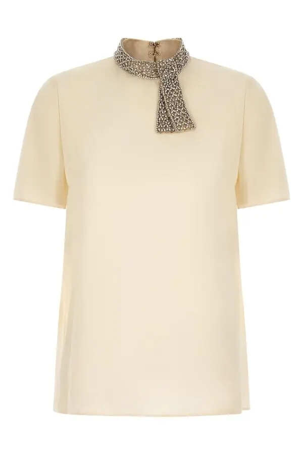Valentino Garavani Jewel Collar Top - White