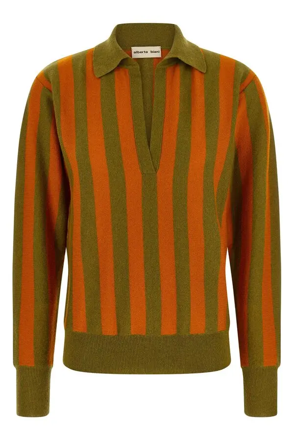 Alberto Biani Striped Knit Polo Shirt