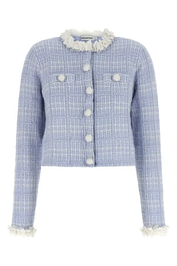 SELF-PORTRAIT Check Knit Jacket