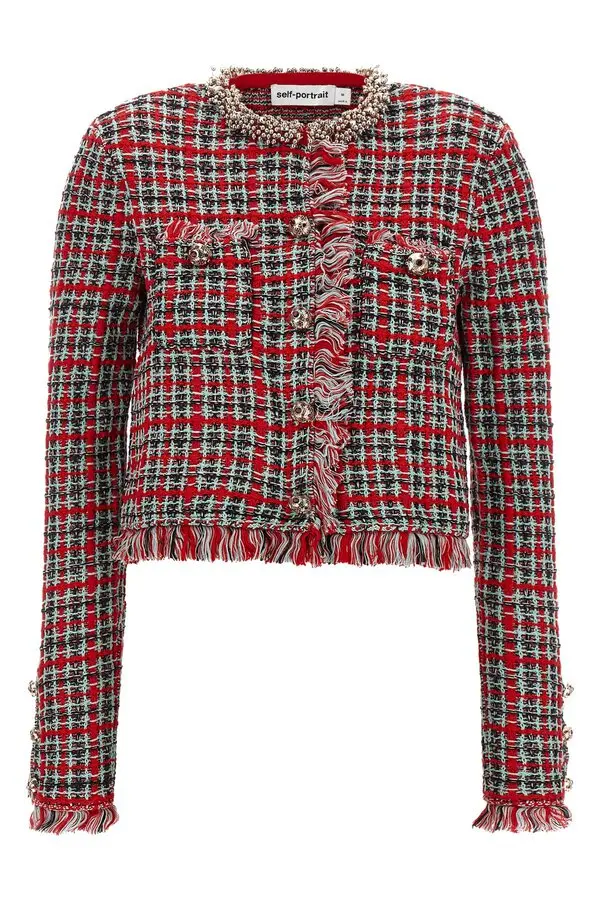 SELF-PORTRAIT Fringed Knit Jacket