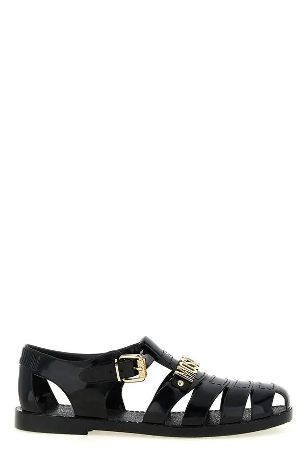 Moschino Lettering Logo Jelly Sandals - Black