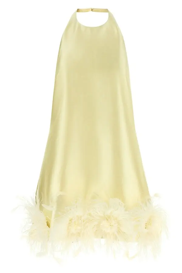 SELF-PORTRAIT Feather-trimmed Mini Dress