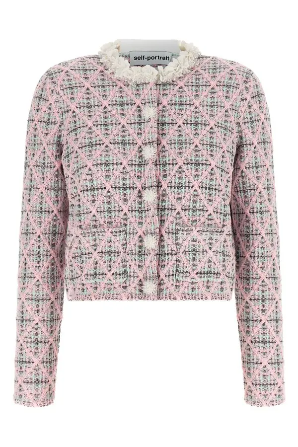 SELF-PORTRAIT Floral Collar Cardigan