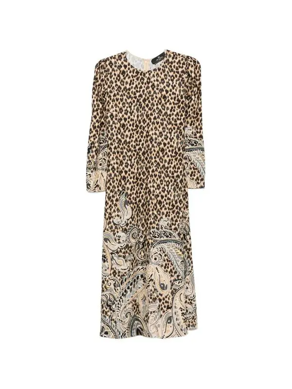 Etro Animalier Print Dress - Brown