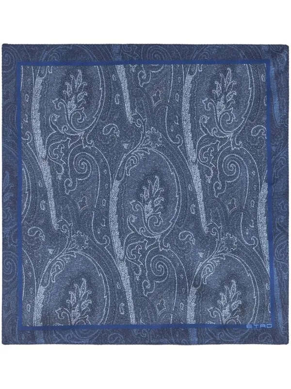 Etro Paisley Print Foulard - Blue