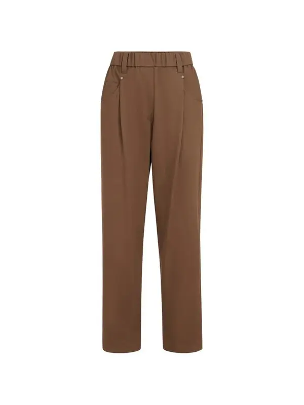 Brunello Cucinelli Silk-blend Pull-on Trousers - Brown
