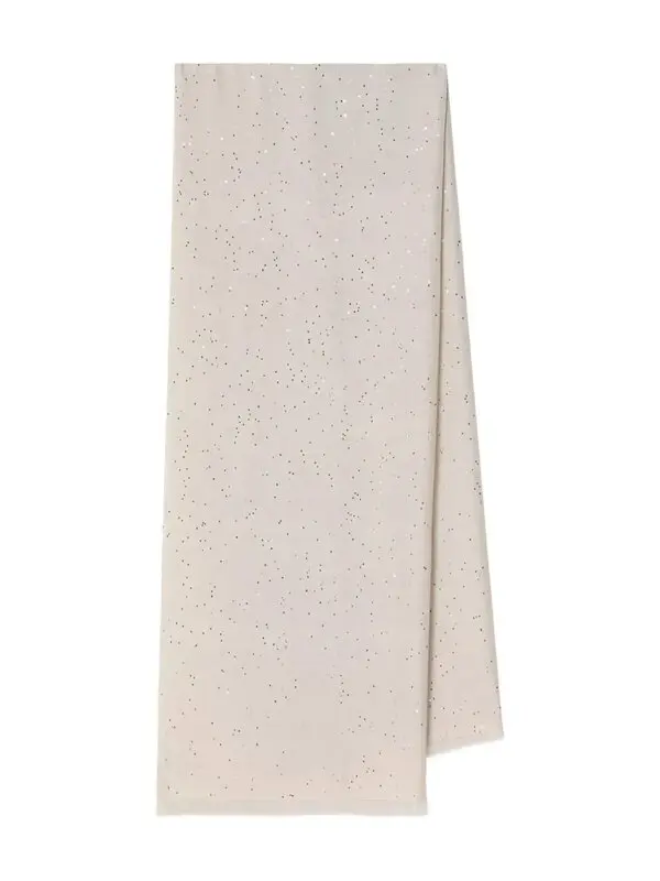 Brunello Cucinelli Sequin-embellished Frayed Scarf - Beige