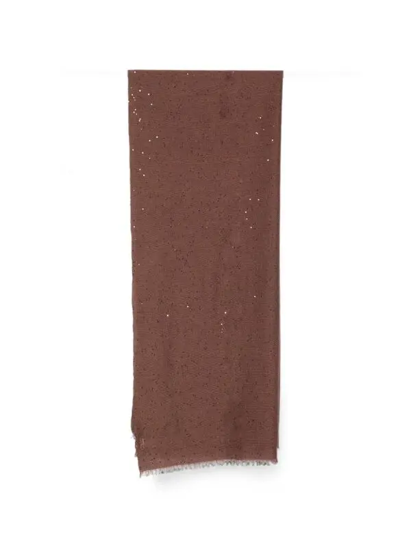 Brunello Cucinelli Sequin-embellished Frayed Scarf - Brown