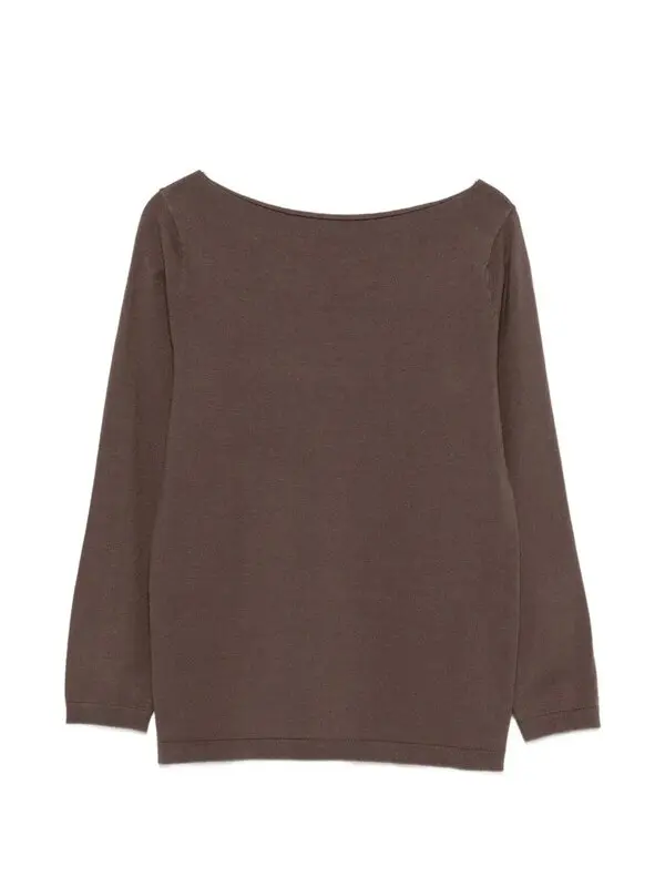 Alpha Studio Boat Neck Sweater - Brown