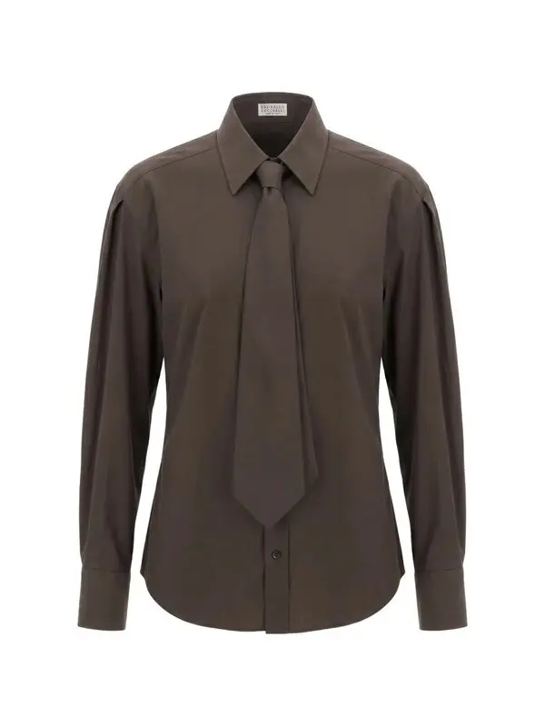 Brunello Cucinelli Tie Shirt - Brown