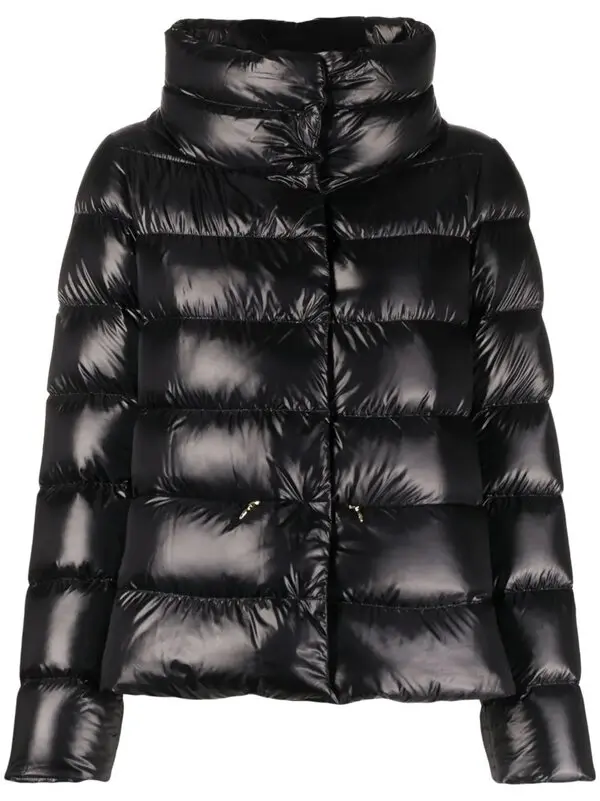 Herno High Neck Collar Puff Coat - Black