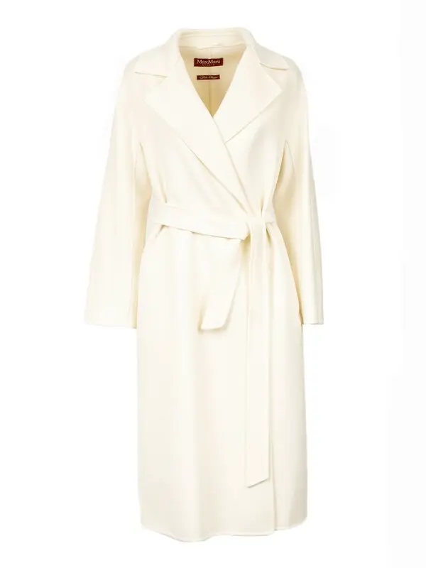 Max Mara Cles Long Belted Coat - White