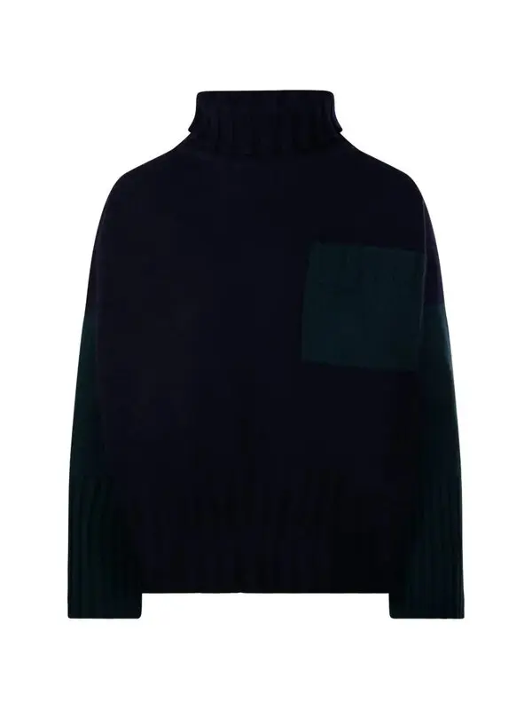 BE YOU Two Tone Cashmere Sweater - Blue