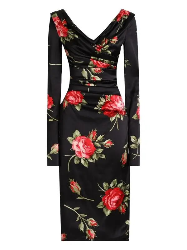 Dolce & Gabbana Floral Print Dress - Black