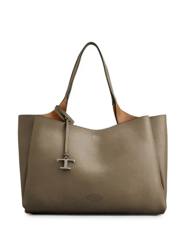 TOD'S Medium Leather Tote Bag - Gray