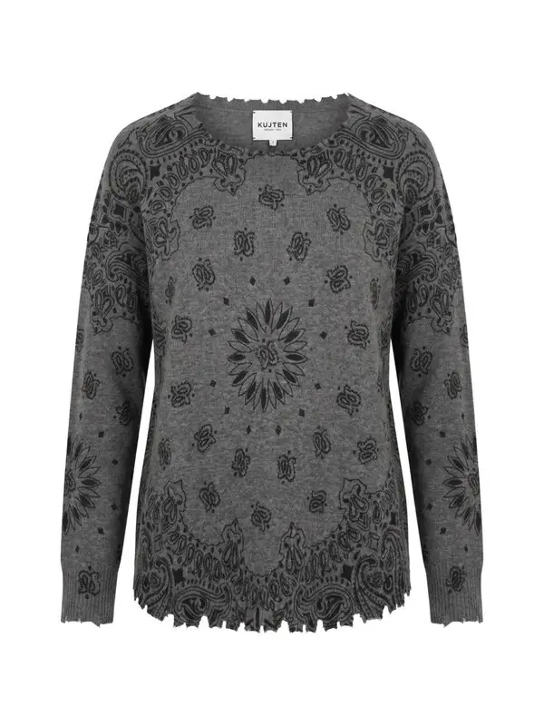 KUJTEN Cashmere Mela Bandana Sweater - Gray