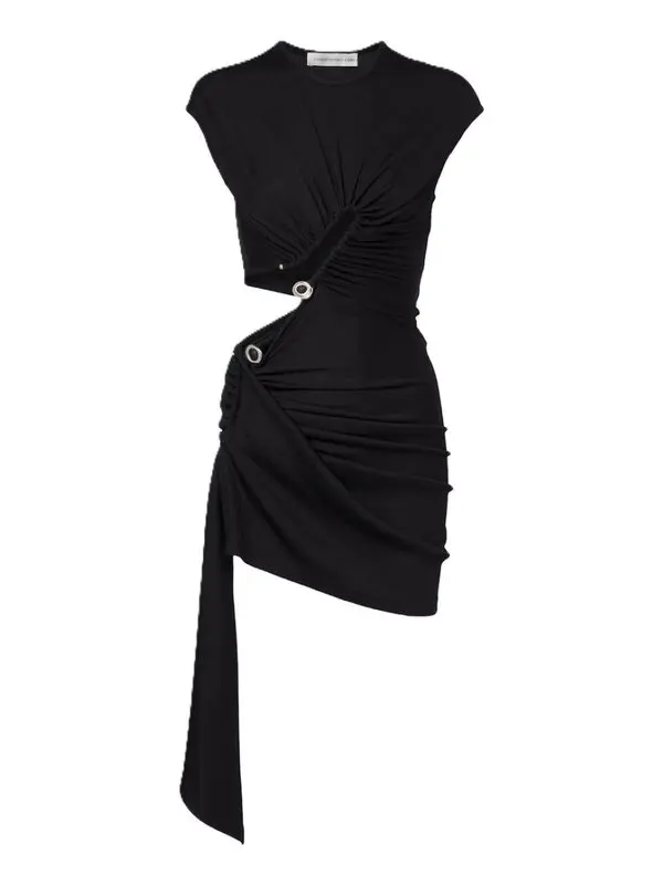 Christopher Esber Droplet Crystal Clasps Draped Tank Dress