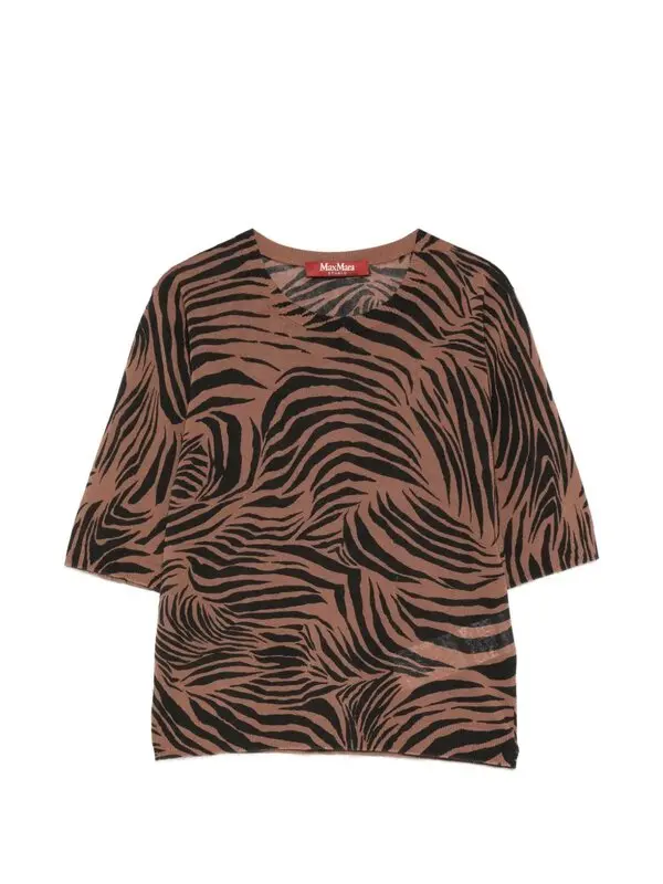 Max Mara Ago Animal Print Sweater - Brown