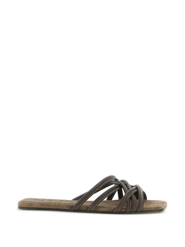 Brunello Cucinelli Flat Leather Sandal - Brown