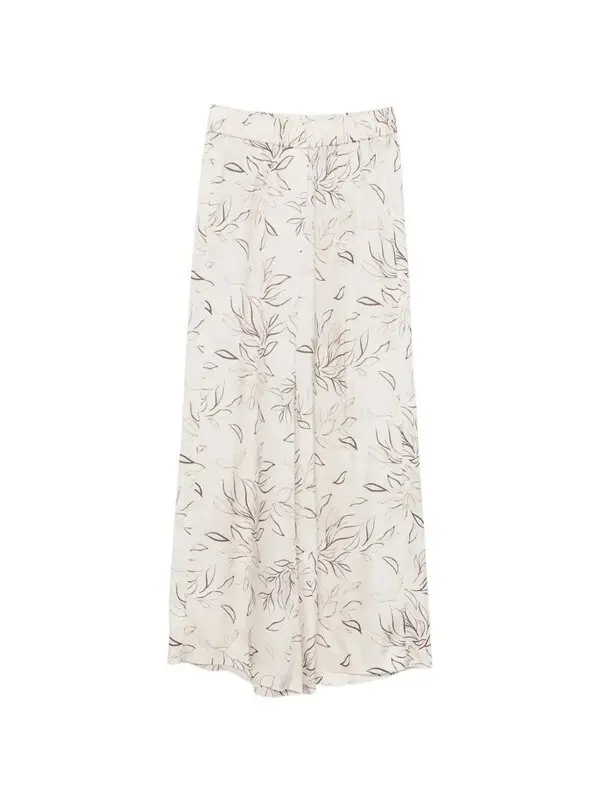 Peserico Floral Print Trousers - Beige