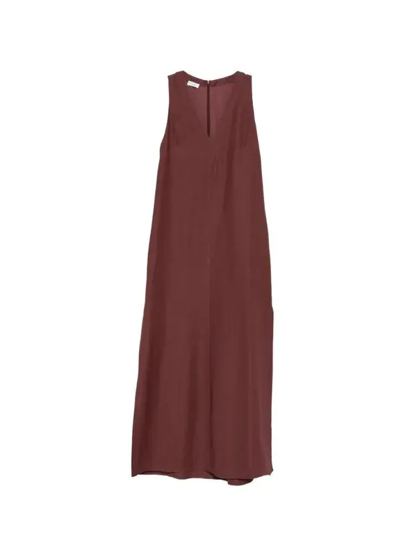 Brunello Cucinelli V-neck Midi Dress - Bordeaux