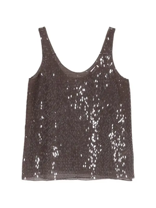 Brunello Cucinelli Embroidered Silk Tank Top