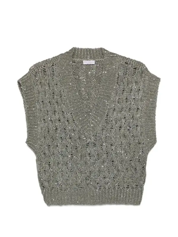 Brunello Cucinelli Embroidered Sequin Vest
