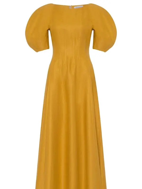 Gabriela Hearst Ranya Puff Sleeve Maxi Dress - Yellow