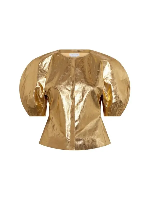Gabriela Hearst Waverly Metallic Linen Twill Top