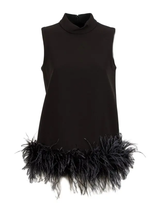 Max Mara Vello Sleeveless Feather-trimmed Top