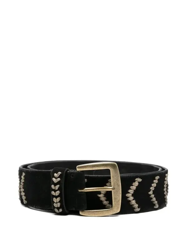 ARSENICO Leather Suede Belt - Black
