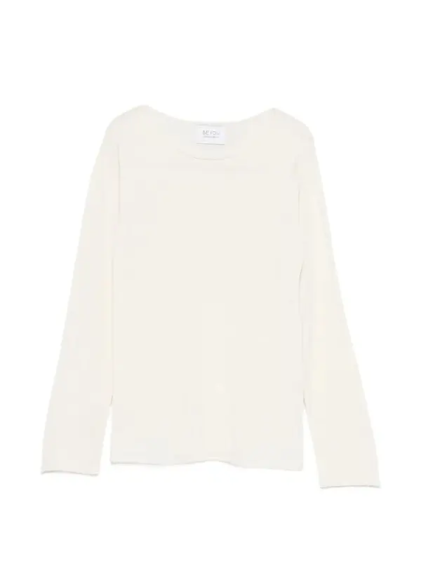 BE YOU Round Neck Sweater - White