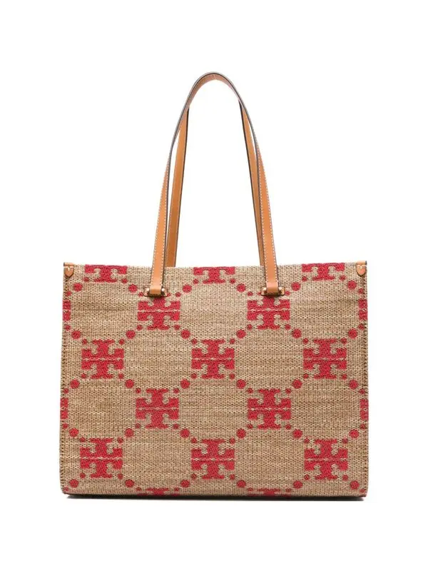 Tory Burch T Monogram Straw Tote