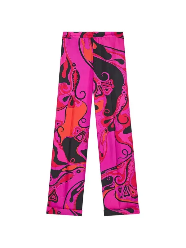 Emilio Pucci Orchid Print Silk Trousers