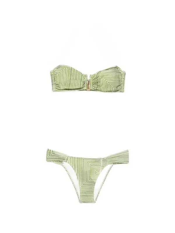 LENNY NIEMEYER Labyrinth Drop Bandeau Draped Bikini - Green
