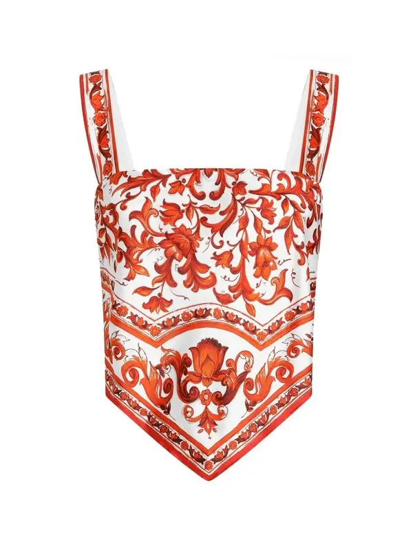 Dolce & Gabbana Maiolica Print Silk Top