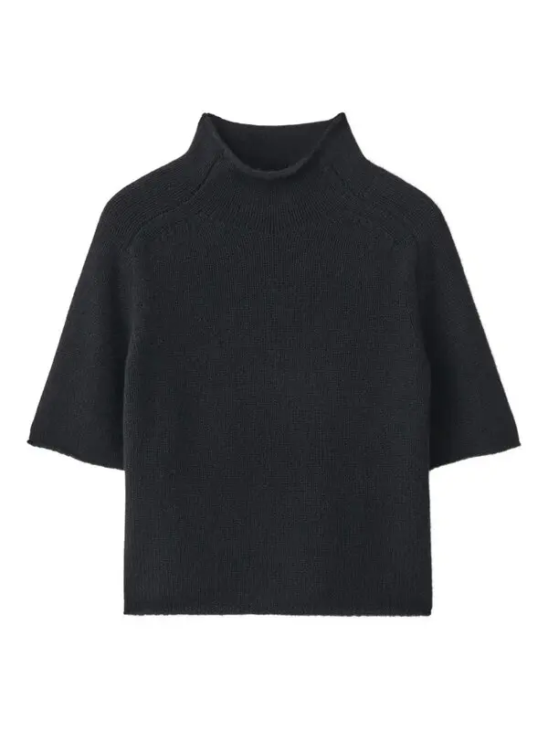LISA YANG Cashmere Fride Short Sleeve Knit Top - Black