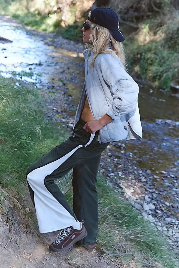 Free People Retro Rider Fleece-paneled Pants - Ivy Combo