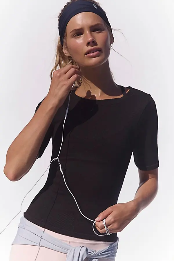 Free People Circuit Ribbed Tee - Black