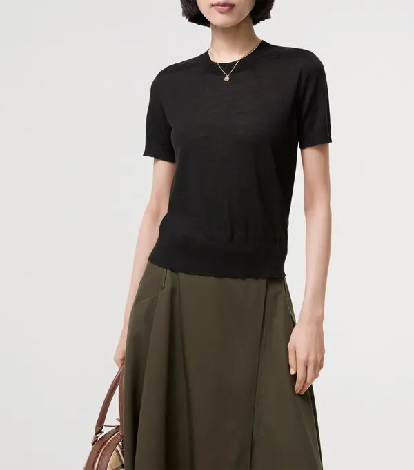Burberry Wool-silk Check Panel T-shirt