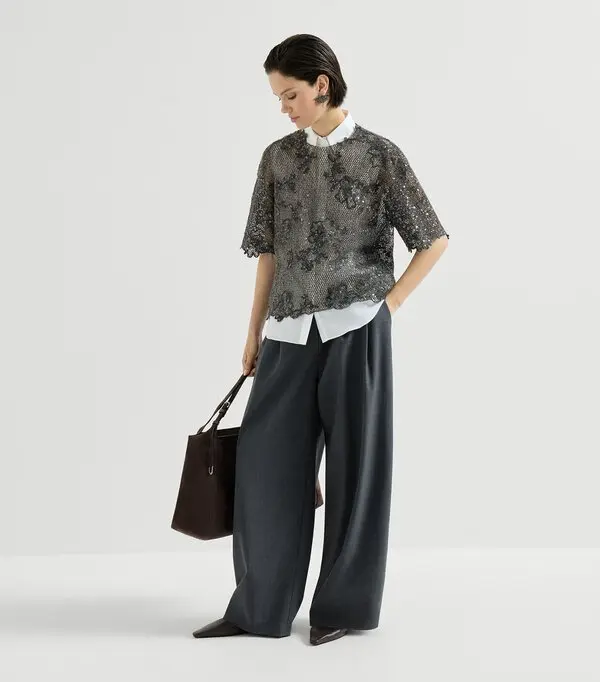 Brunello Cucinelli Sequin-embellished Lace Top