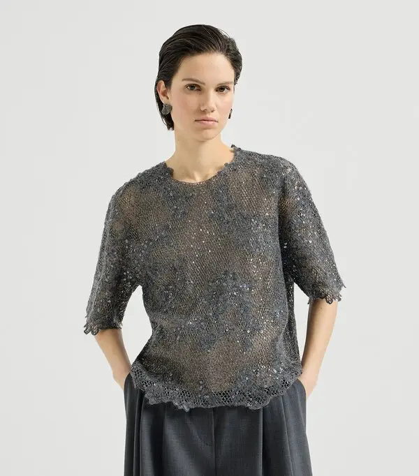 Brunello Cucinelli Sequin-embellished Lace Top