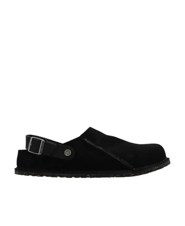 BIRKENSTOCK Lutry Premium Suede Slippers - Black