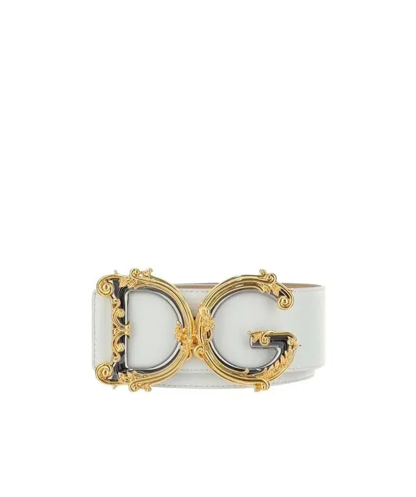 Dolce & Gabbana Baroque Dg Logo Belt - White