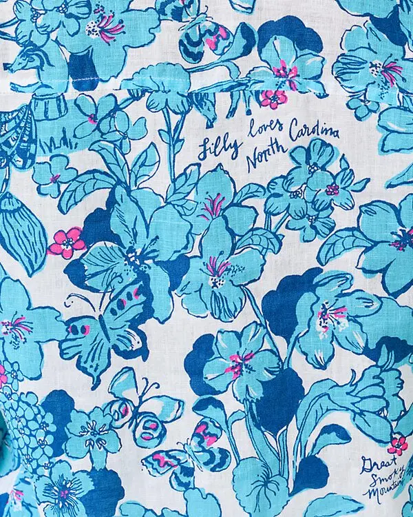 Lilly Pulitzer® Sea View Linen Button Down Shirt - Blue
